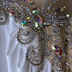 Cache | Dresses | Nude And White Jewel Encrusted Prom Or Gala Gown ...
